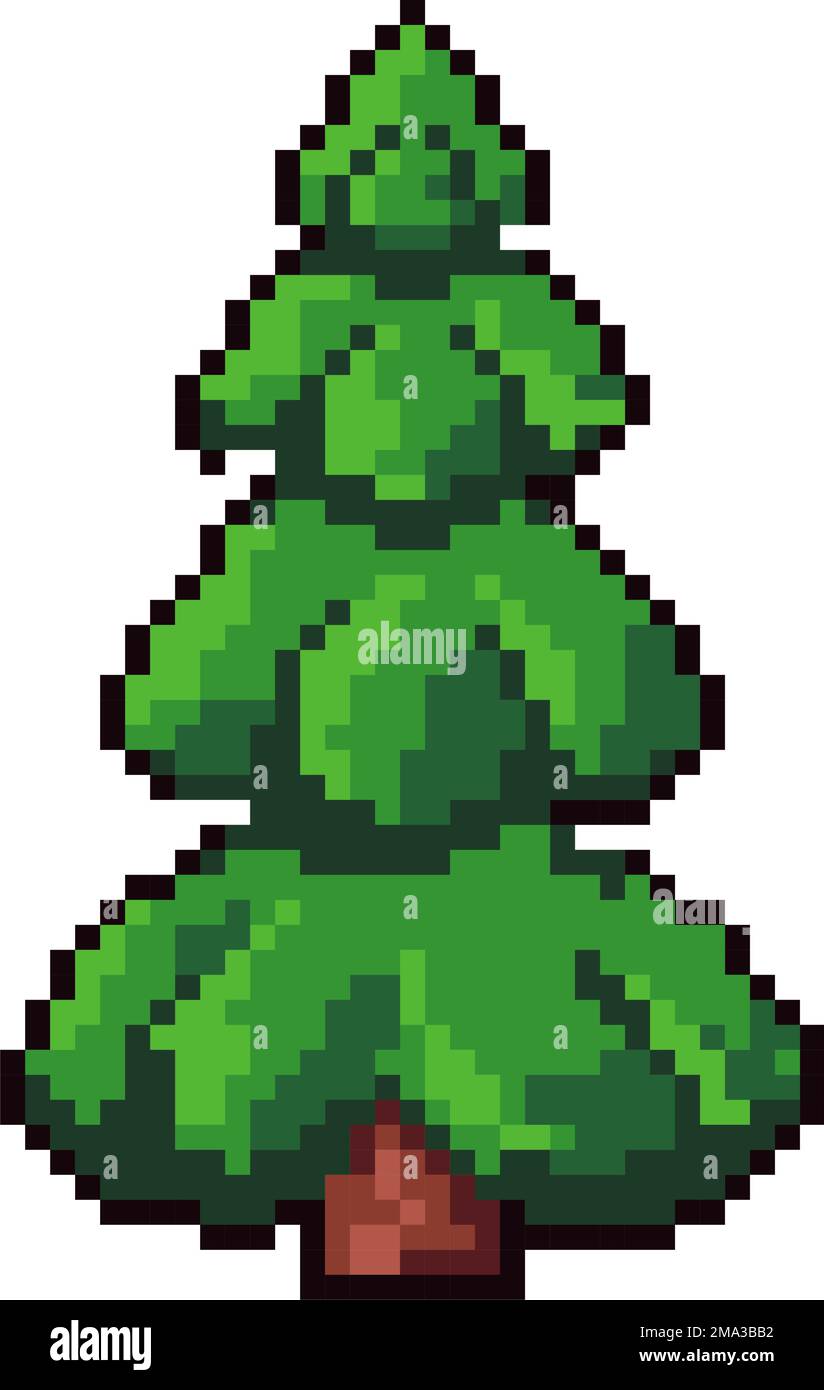 Pixelated pine tree for game setting, 8 bit vector Stock Vector Image ...