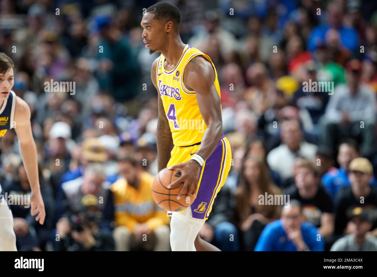 Los Angeles Lakers guard Lonnie Walker IV (4) in the first half of an ...