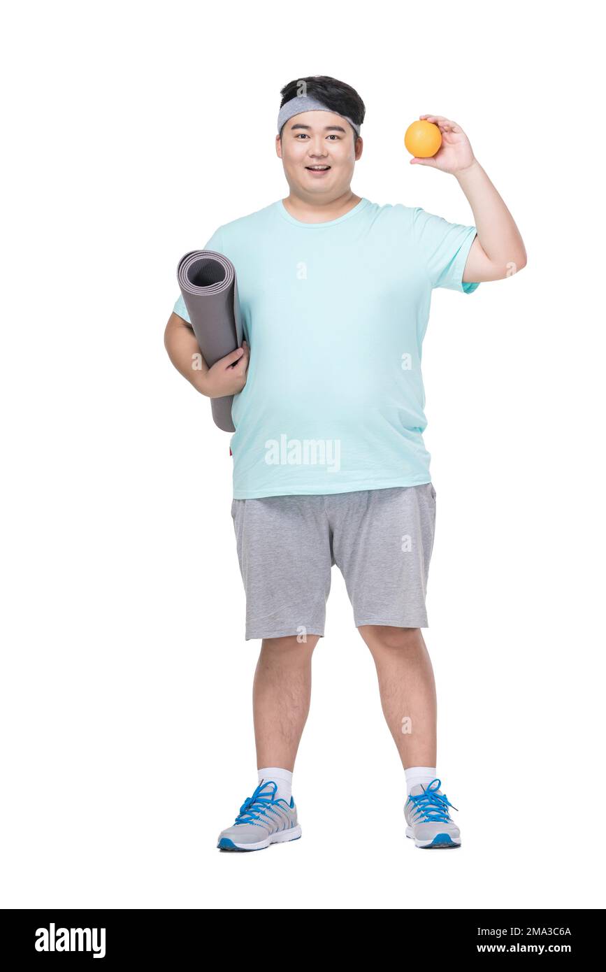 Fat young men in doing sports Stock Photo - Alamy