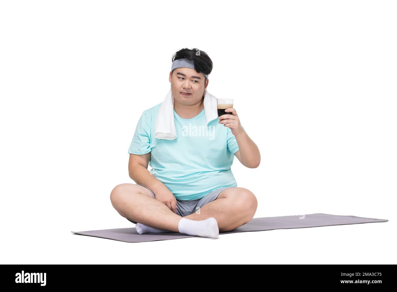 Fat young men in doing sports Stock Photo - Alamy