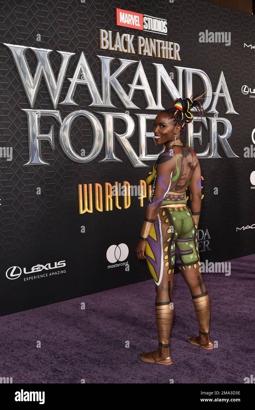 Janeshia Adams-Ginyard arrives at the world premiere of "Black Panther ...