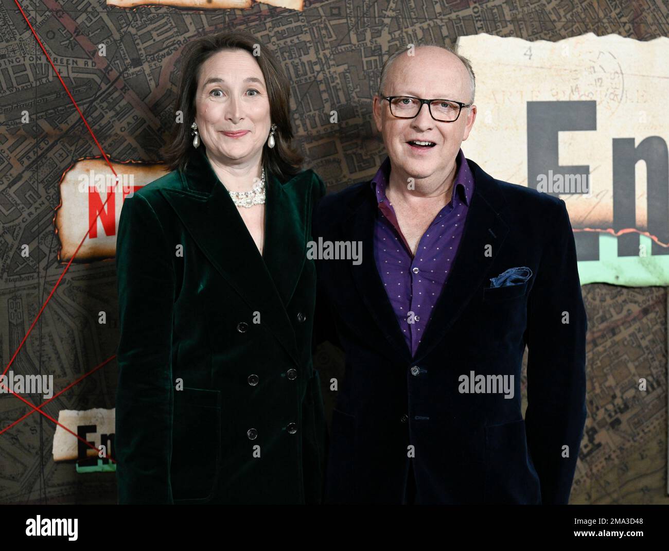 Director Harry Bradbeer, right, and wife Nino Strachey attend the world ...