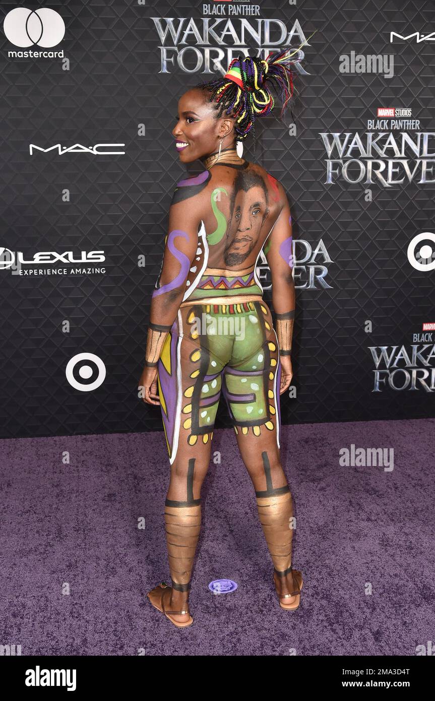 Janeshia Adams-Ginyard arrives at the world premiere of "Black Panther ...