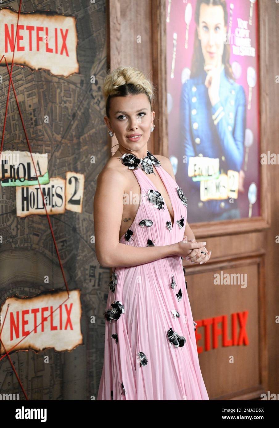 Millie Bobby Brown attends the world premiere of "Enola Holmes 2" at ...
