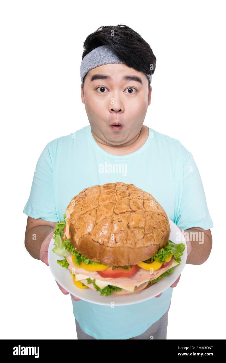 Obese young man looking at Hamburg Stock Photo - Alamy