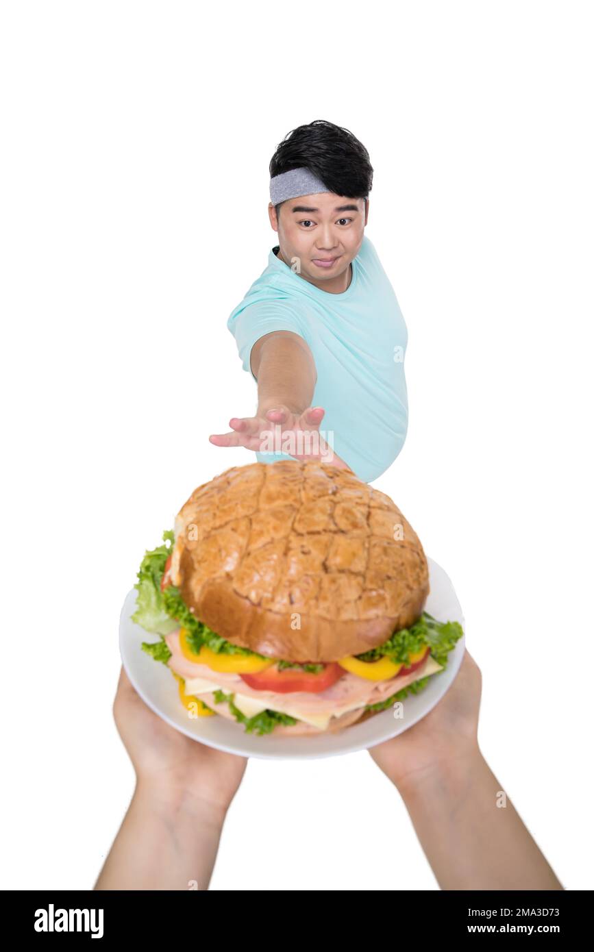 Obese young man looking at Hamburg Stock Photo - Alamy