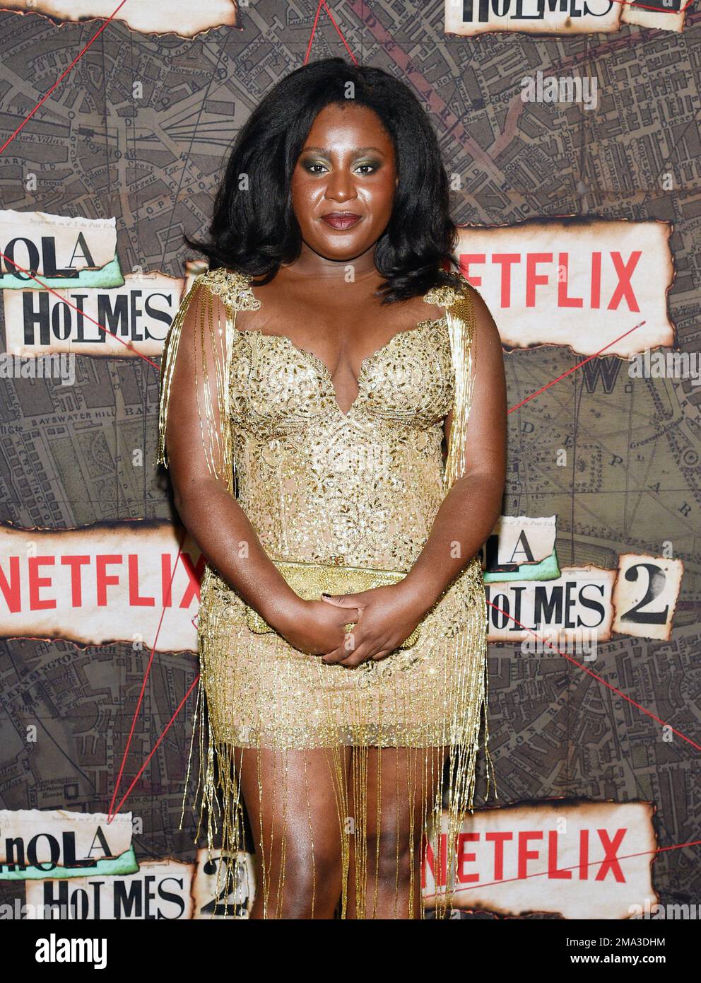 Susan Wokoma attends the world premiere of "Enola Holmes 2" at The ...