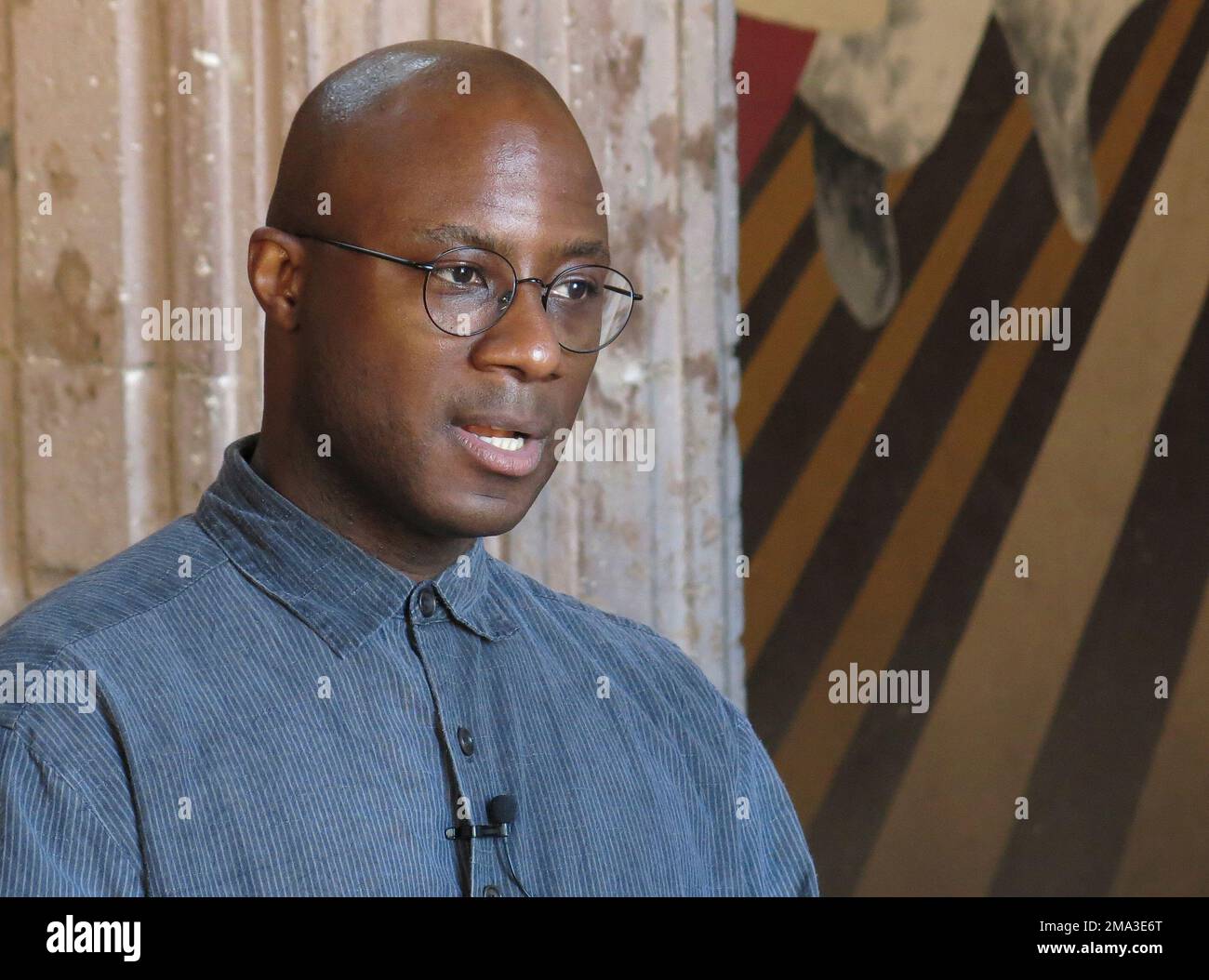 US filmmaker Barry Jenkins speaks during an interview at the Morelia ...