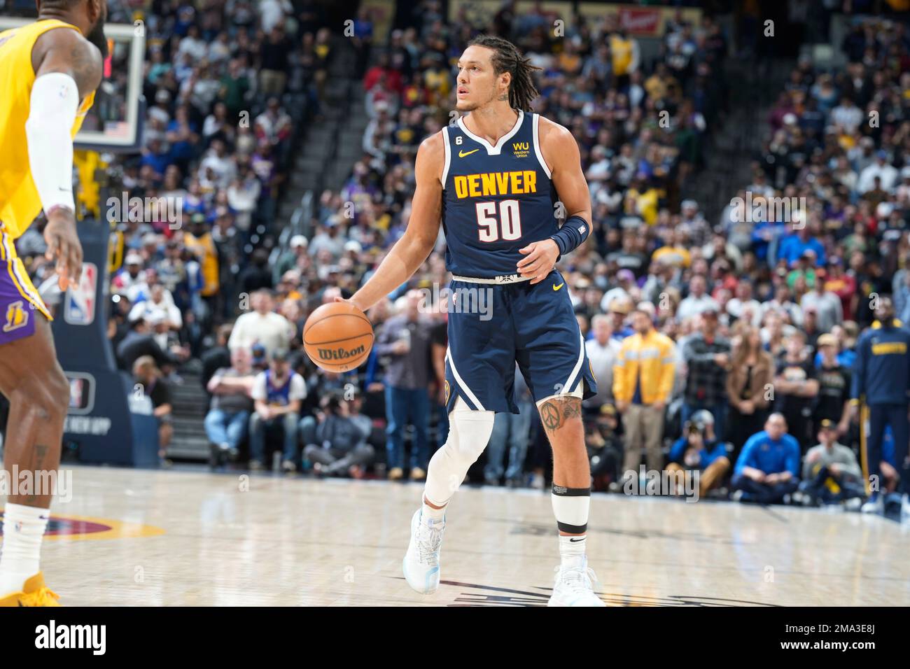 Denver Nuggets forward Aaron Gordon (50) in the first half of an NBA basketball game Wednesday ...