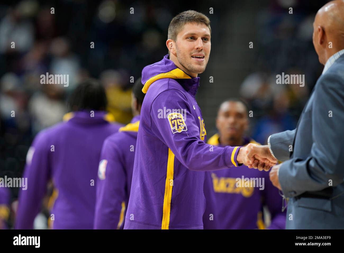 Los Angeles Lakers forward Matt Ryan (37) in the first half of an NBA ...