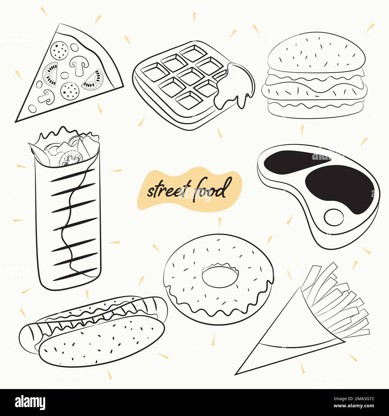 a set images of hand drawn street food Stock Vector Image & Art - Alamy