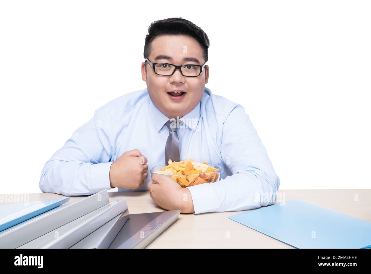 Obese people eating in the office and retail Stock Photo - Alamy