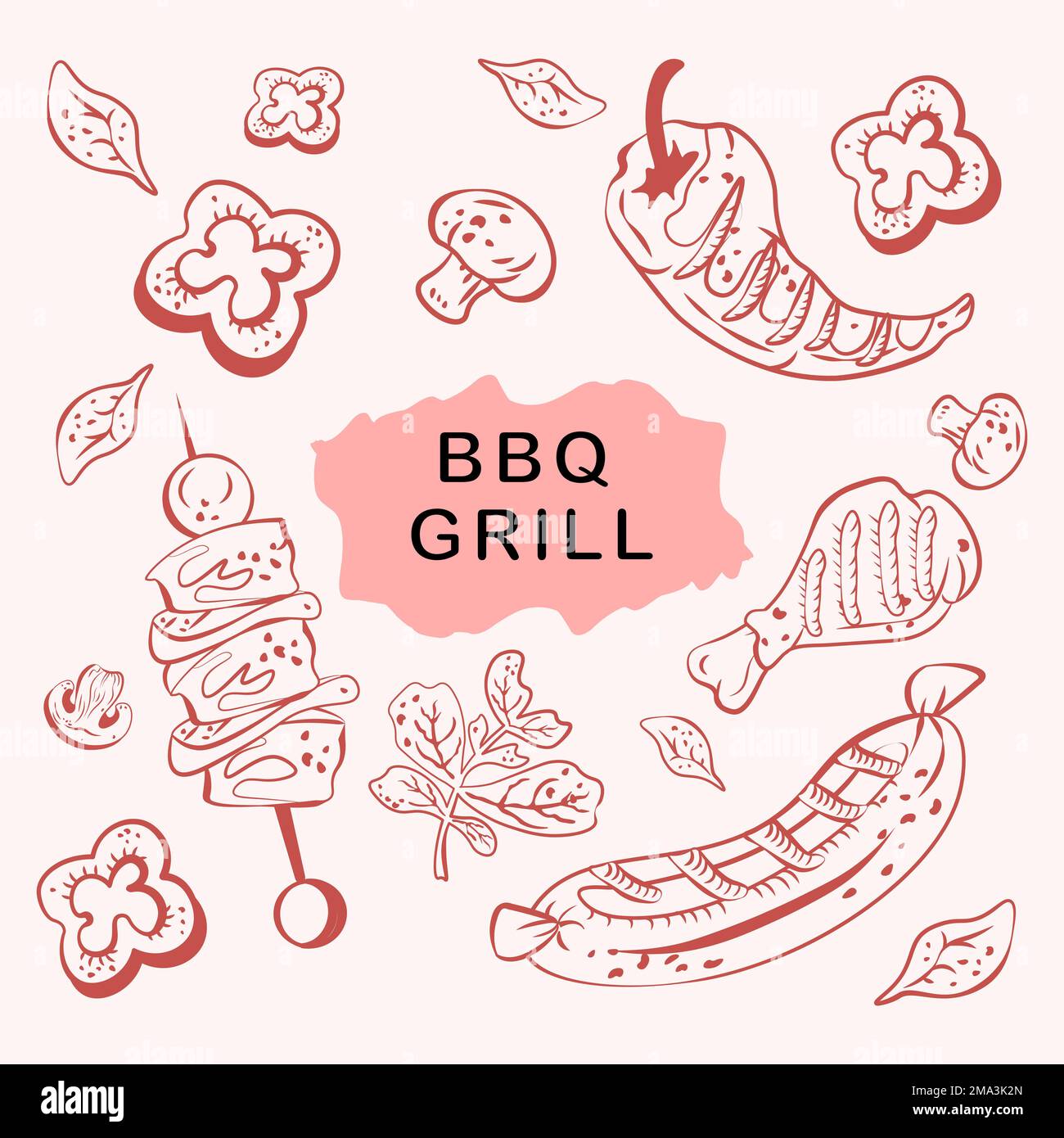 bbq grill vector hand drawn illustration in vector Stock Vector Image ...