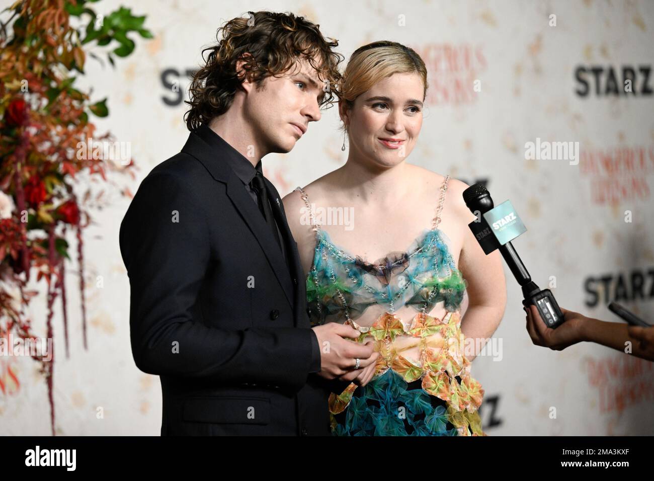 Nicholas Denton, left, and Alice Englert attend the Starz television ...