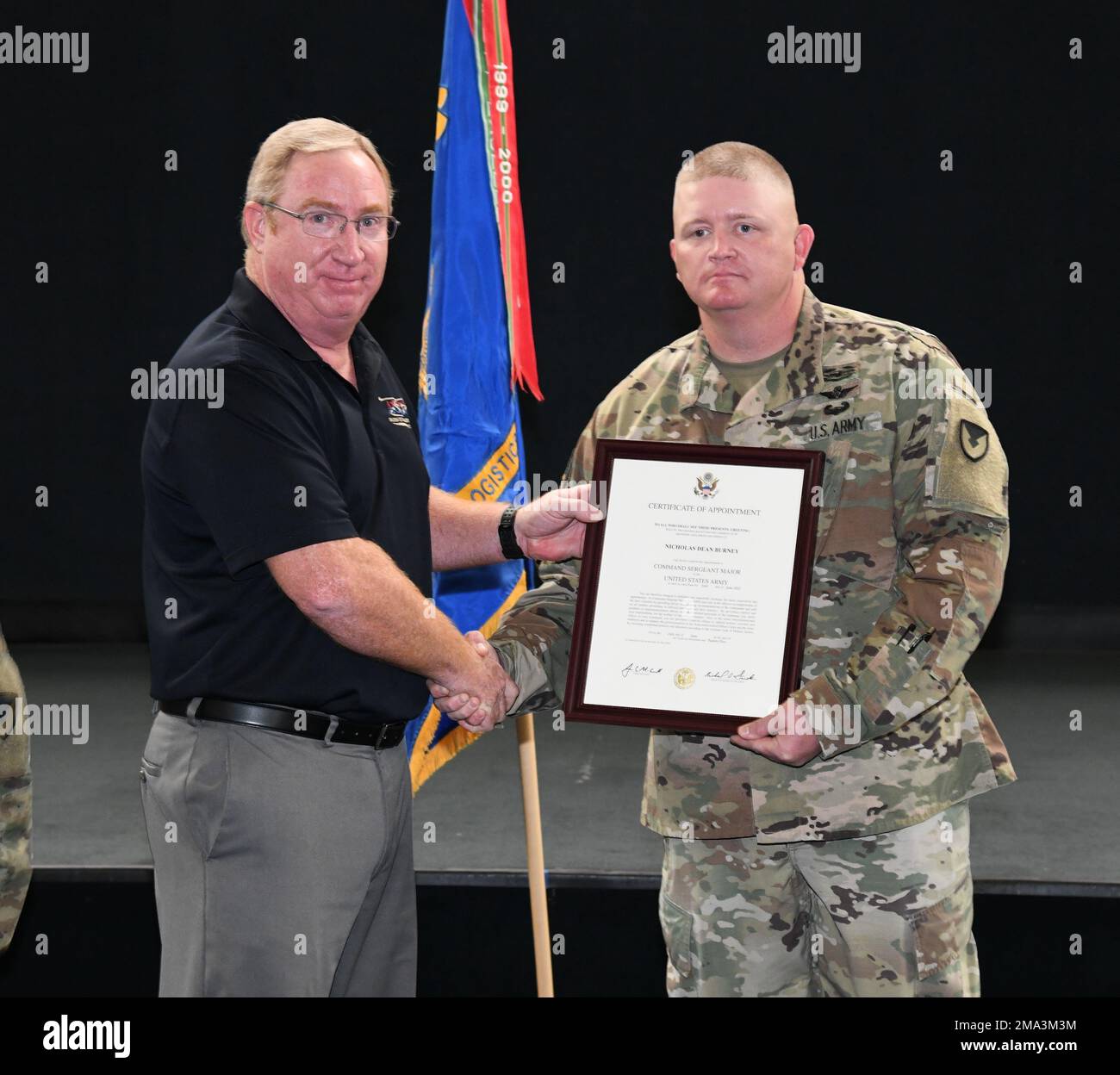 Newly-appointed Command Sgt. Maj. Nicholas D. Burney, outgoing Aviation ...