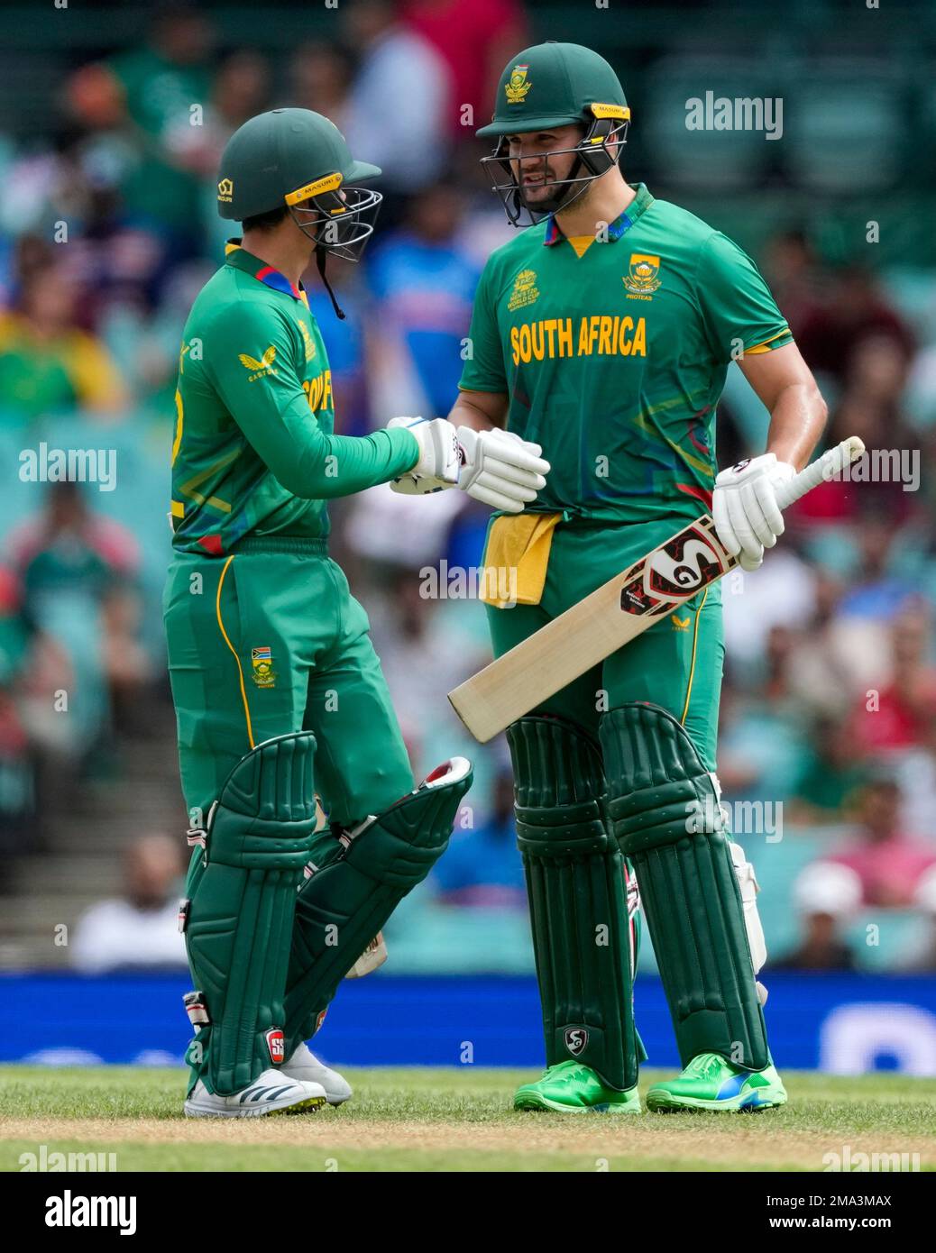 South Africa's Rilee Rossouw, right, and teammate Quinton de Kock chat ...