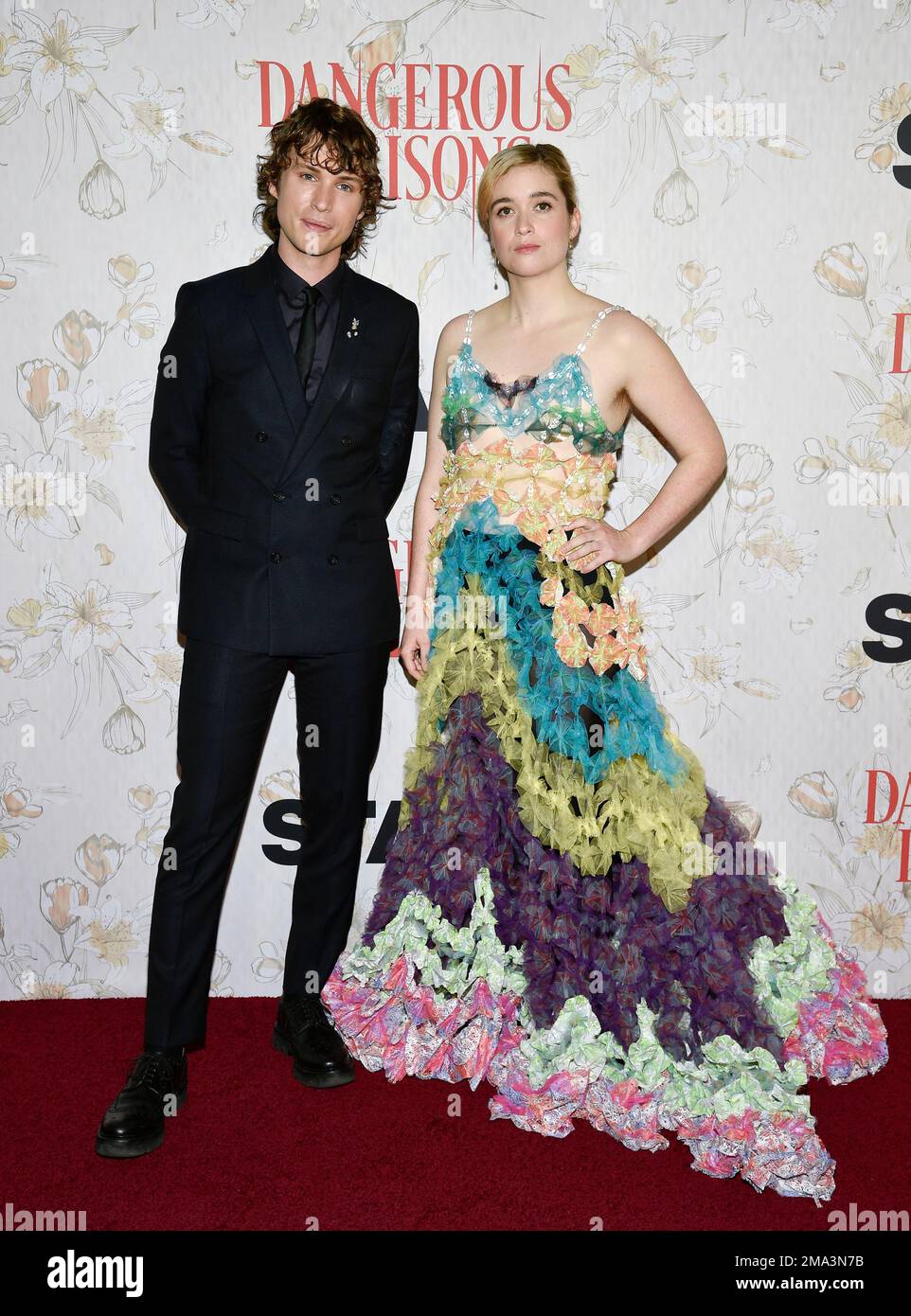 Nicholas Denton, left, and Alice Englert attend the Starz television ...