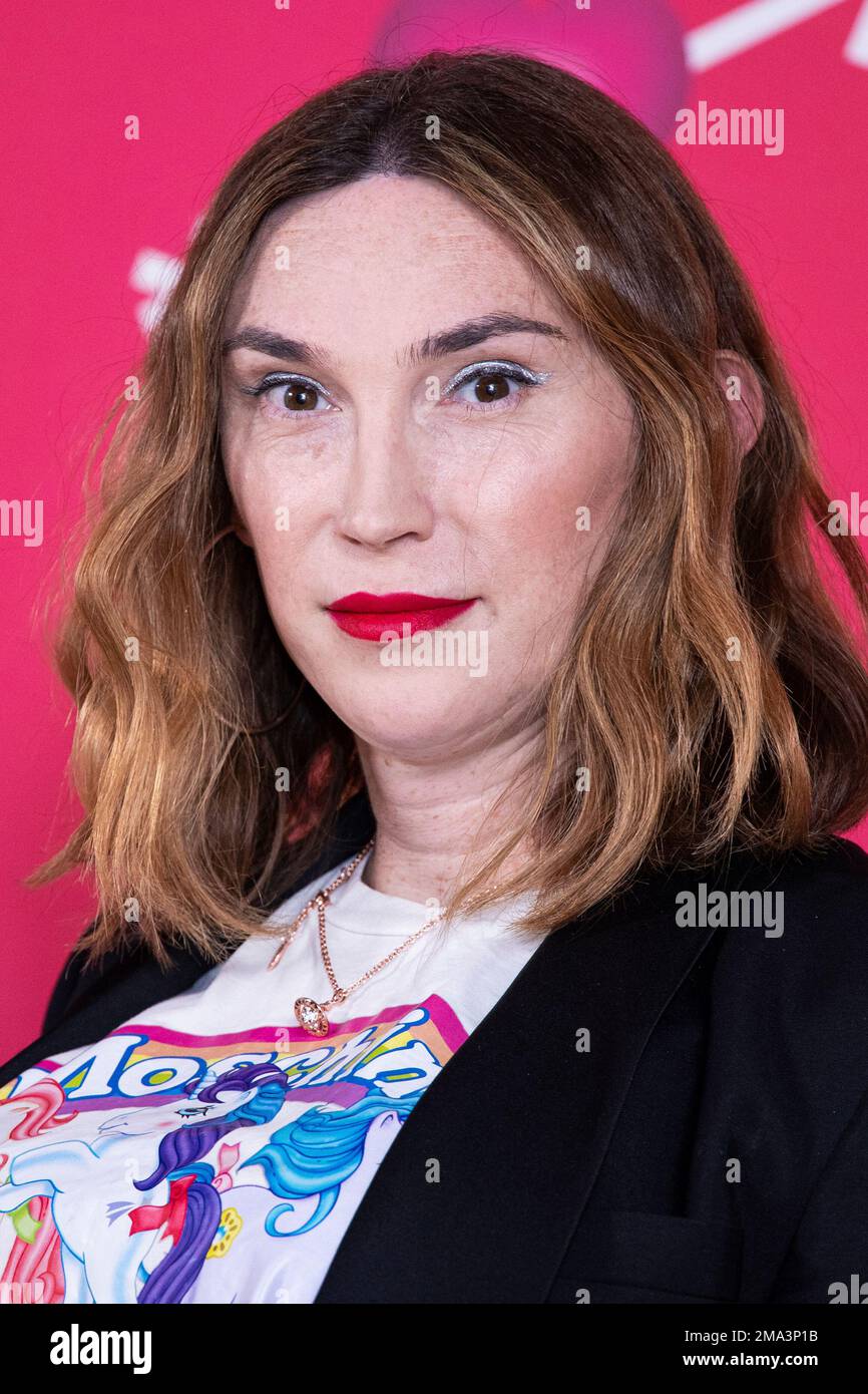Juno Dawson poses for photographers upon arrival for the premiere of the film 'Bros' in London ...
