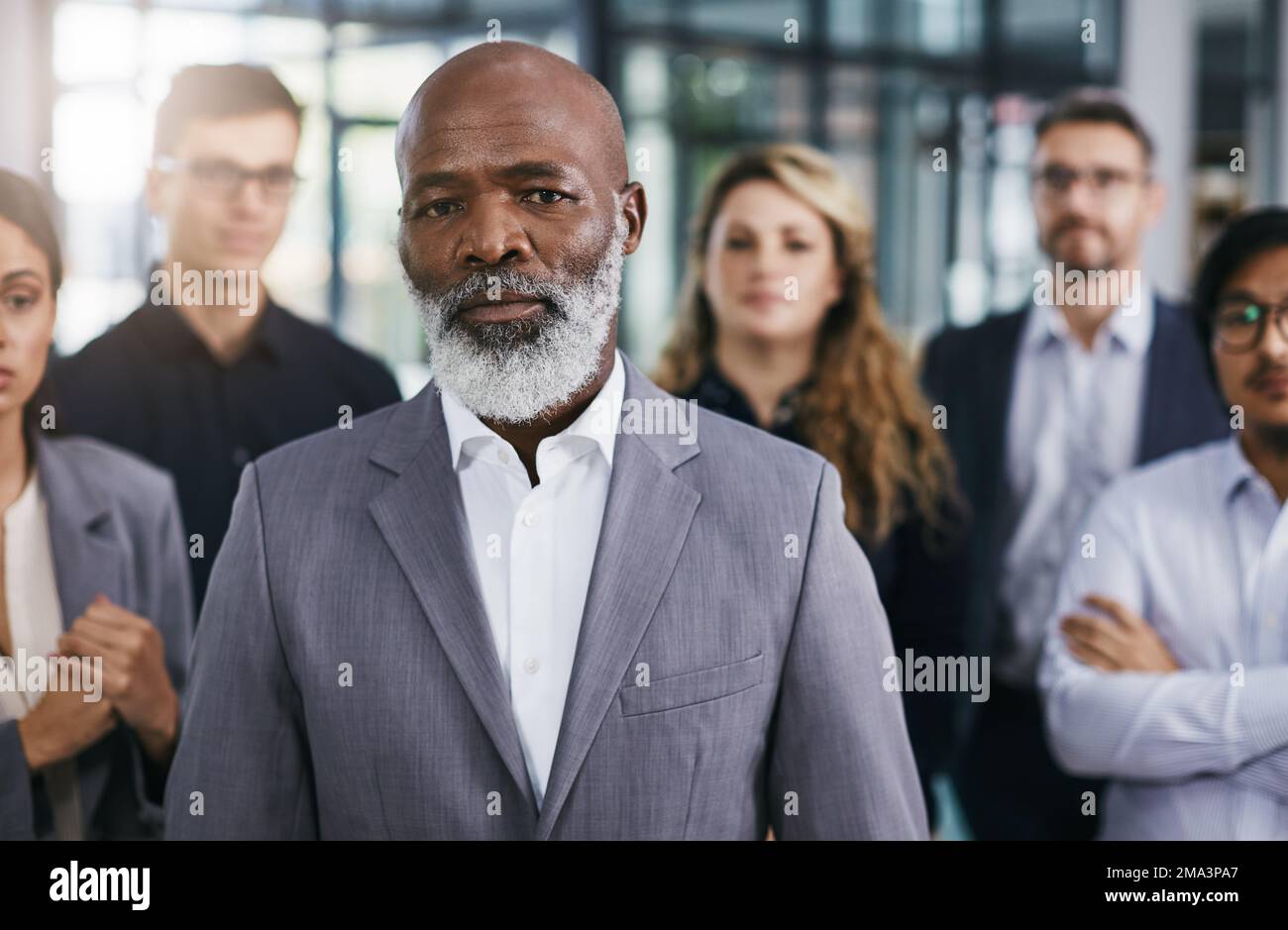 Black man leader, business people and portrait, senior executive and ...