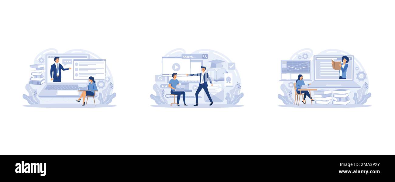 Online learning concept. Internet classes. Online learning metaphors ...