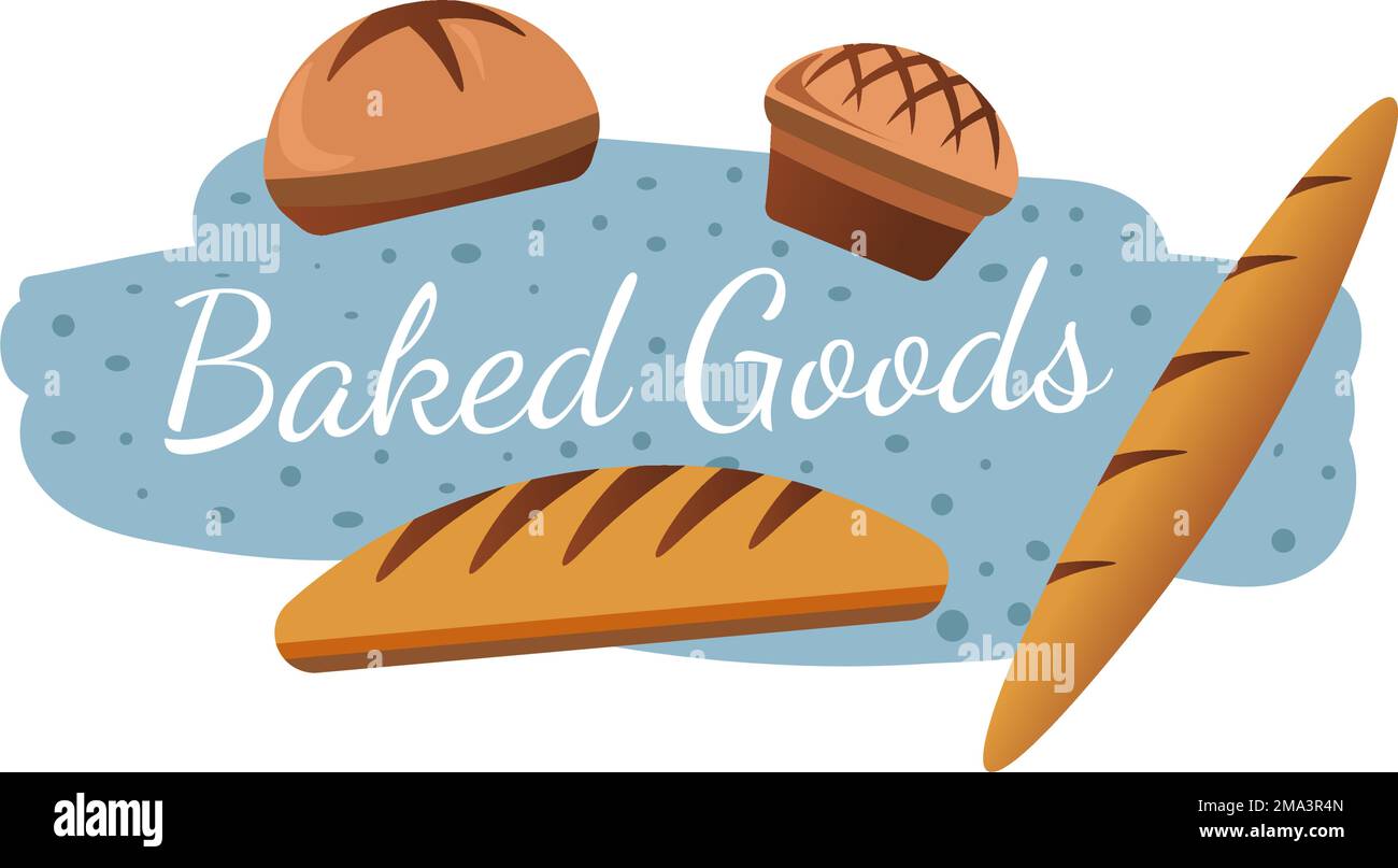 Baked goods, bakery shop with loaves of bread Stock Vector Image & Art ...