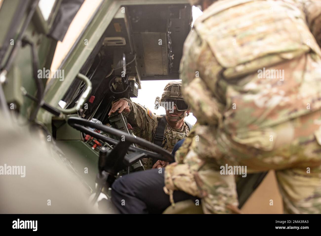 U.S. Army Staff Sgt. John Barnes, assigned to Bravo Battery, 1st Battalion, 14th Field Artillery ...