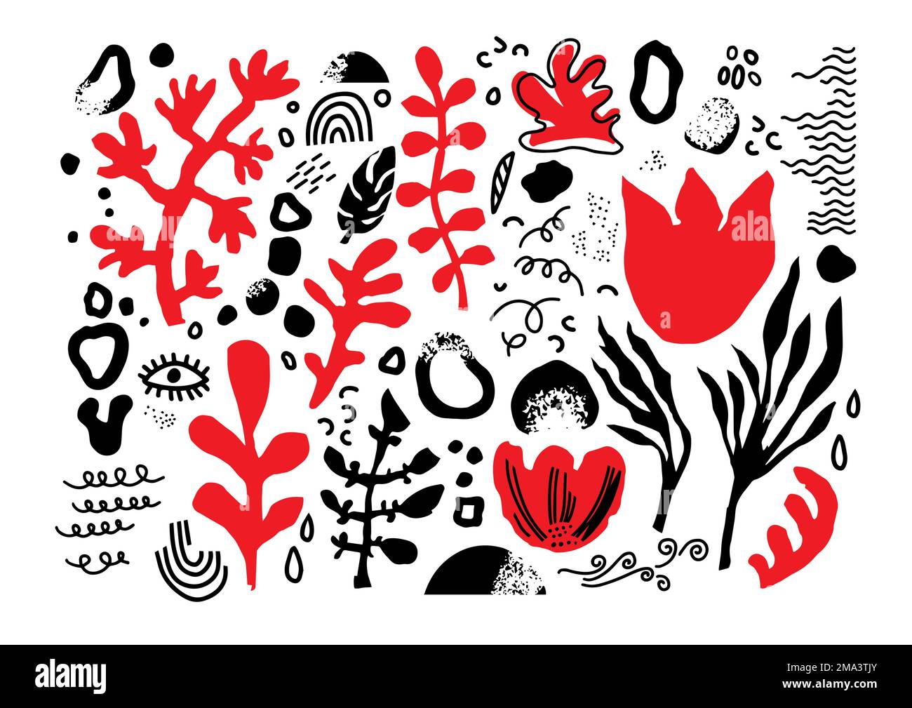 Floral and botany motifs, abstract drawings vector Stock Vector Image ...