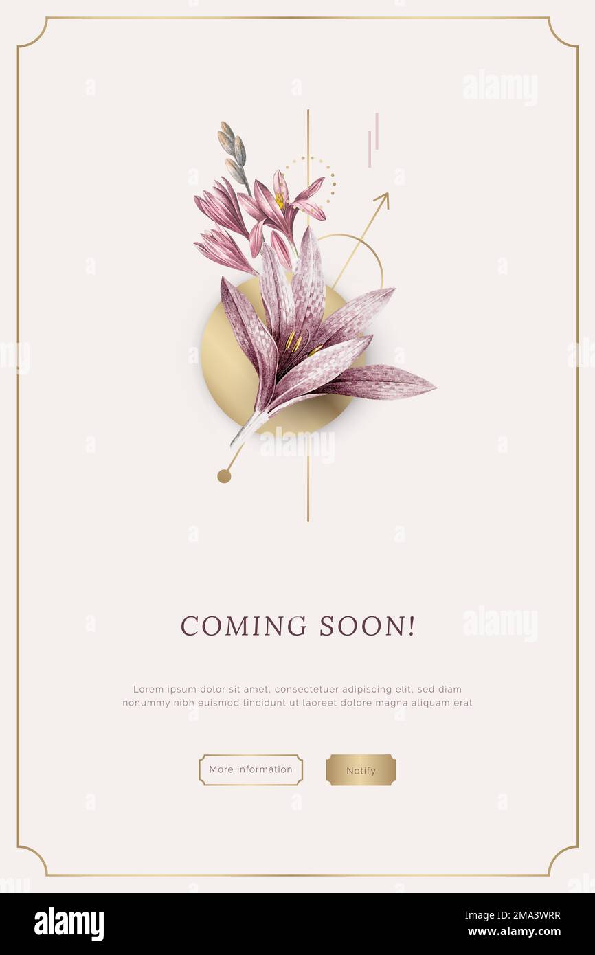 Pink floral coming soon announcement banner vector Stock Vector Image ...