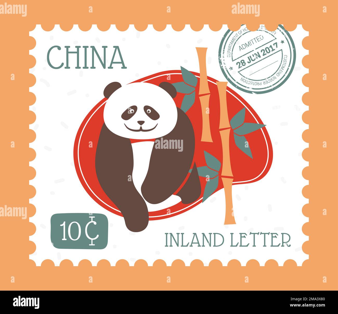 China post, inland letter postmark with panda Stock Vector Image & Art ...