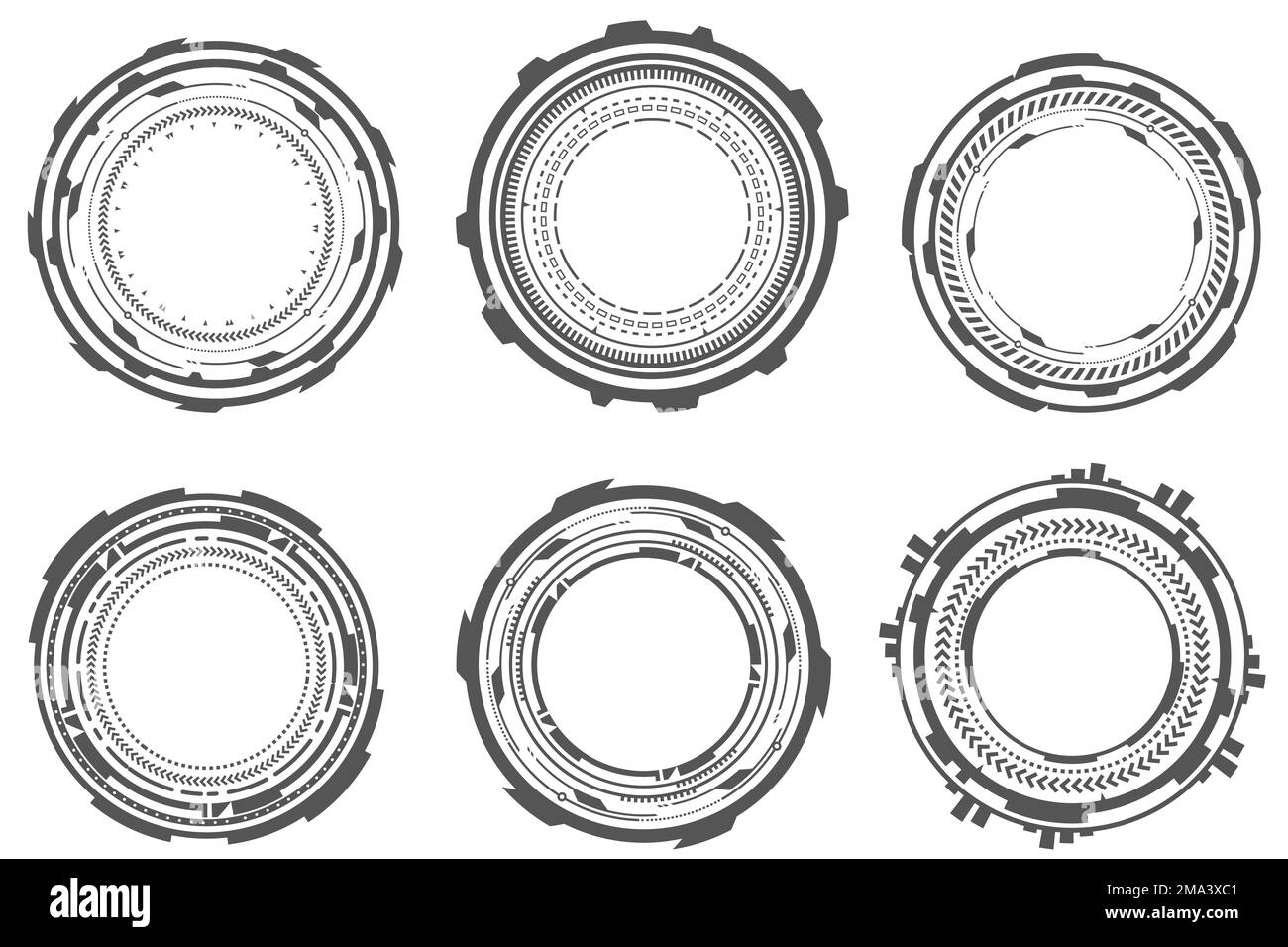 HUD futuristic elements. Abstract optical aim. Circle geometric shapes ...