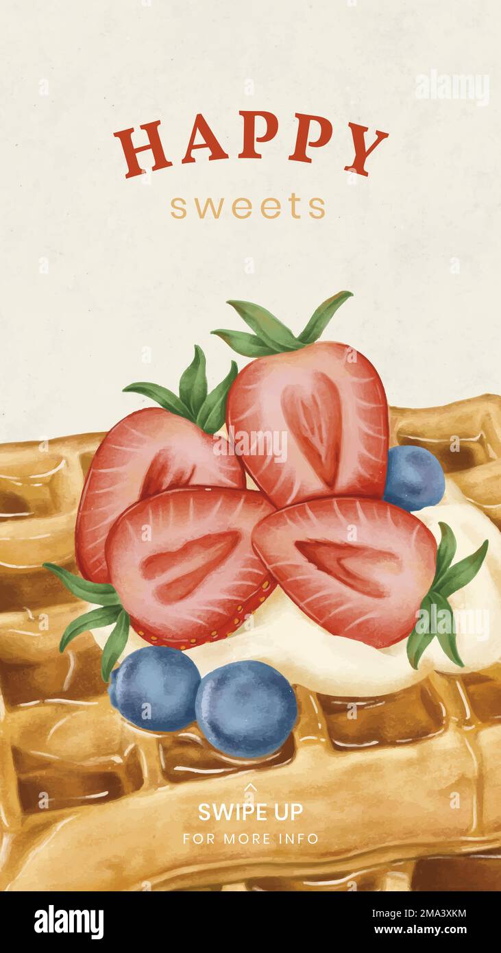 Hand drawn waffles Instagram story template vector Stock Vector Image ...