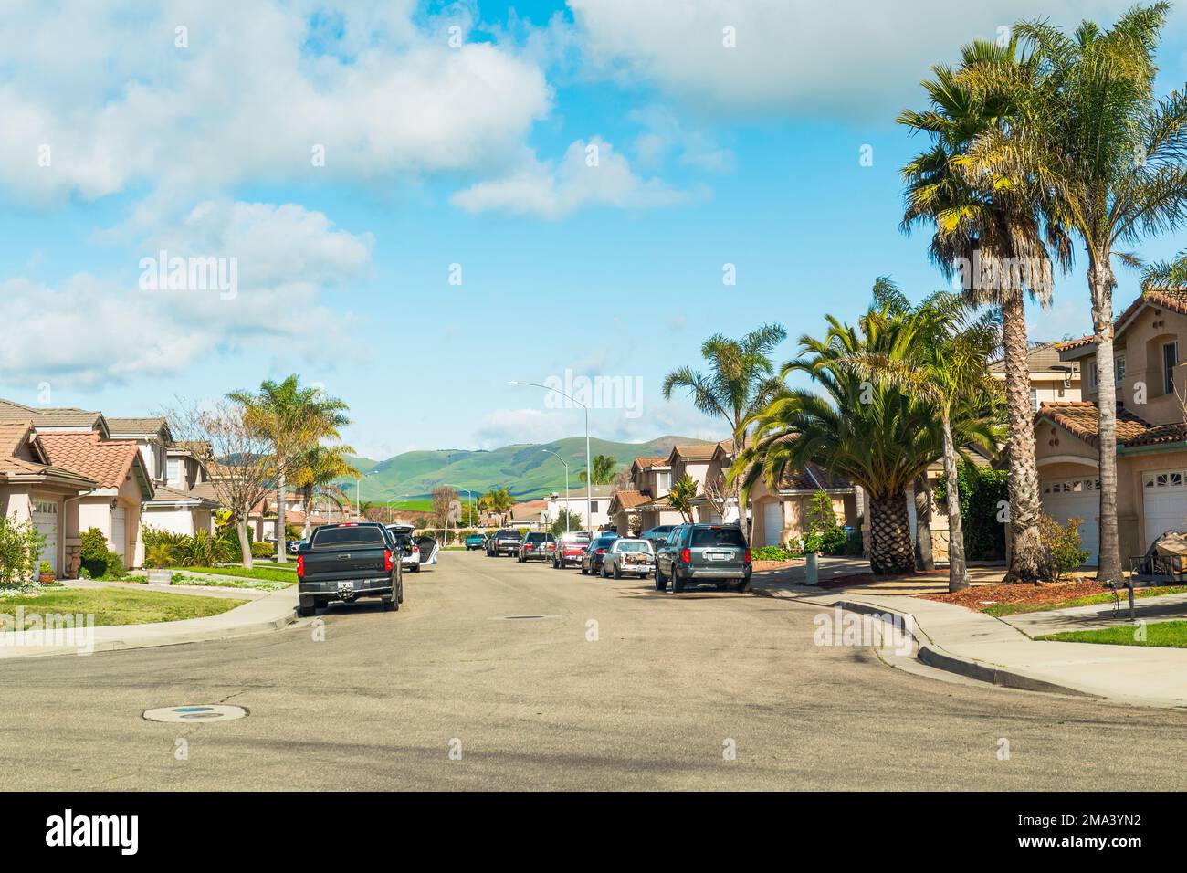 Santa Maria, California, USA - January 17, 2023. Beautiful houses with ...