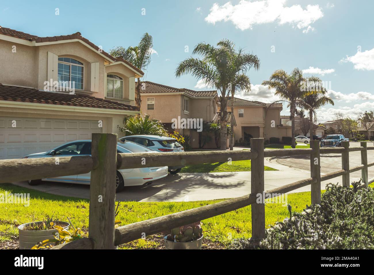 Santa Maria, California, USA - January 17, 2023. Beautiful houses with ...