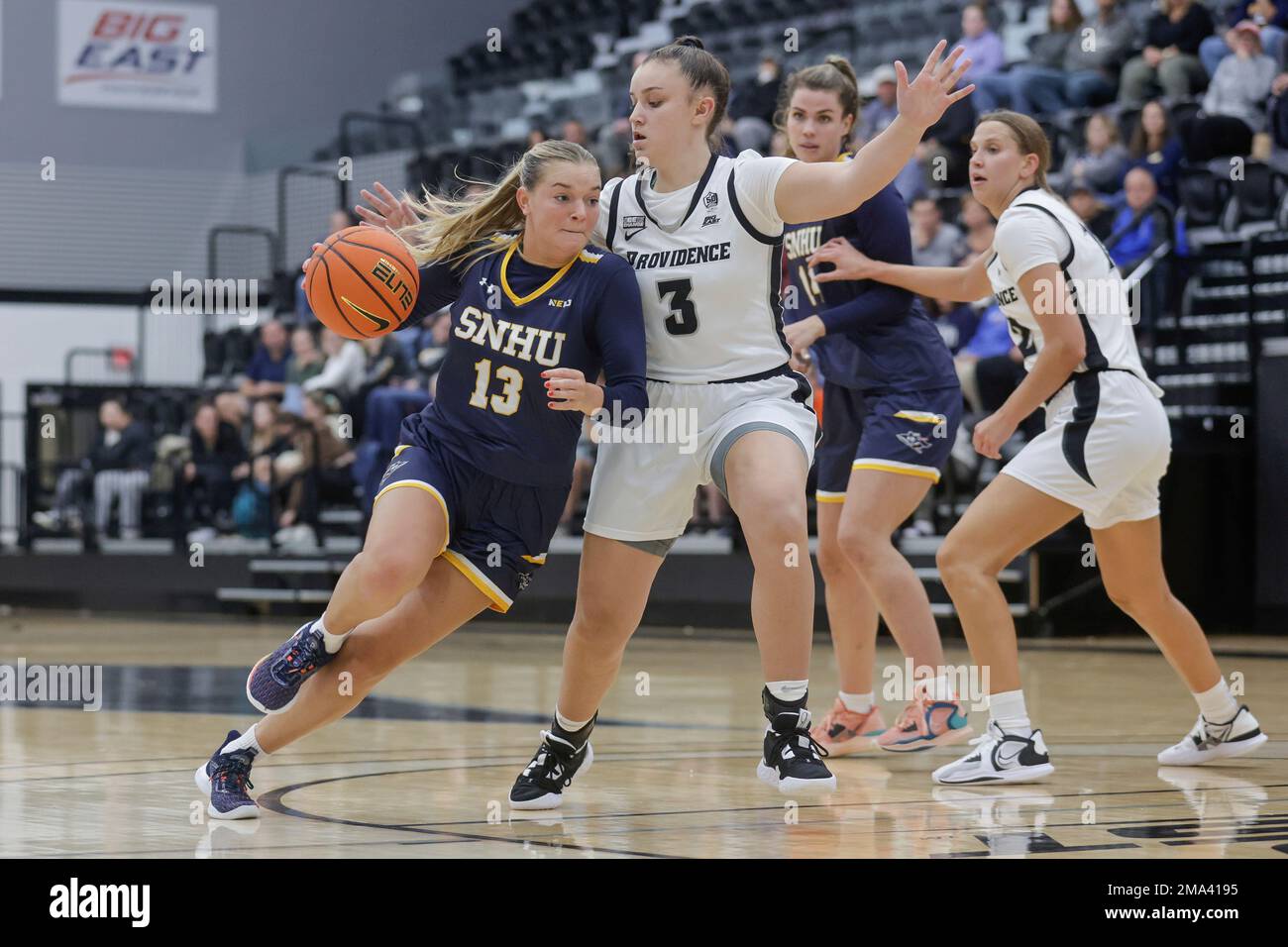 Providence's Meghan Huerter (3) defends Southern New Hampshire's Jenna ...