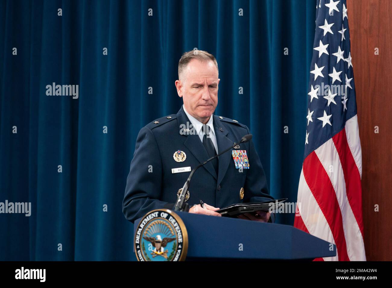 Pentagon spokesman U.S. Air Force Brig. Gen. Patrick Ryder arrives for ...