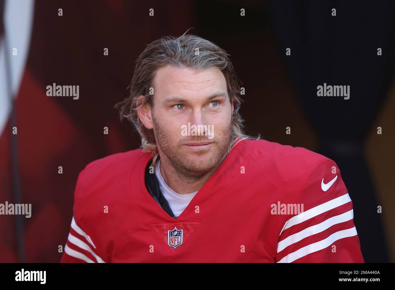 San Francisco 49ers punter Mitch Wishnowsky (18) looks on before an NFL ...