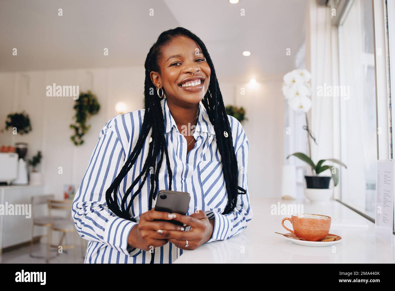 Woman taking break typing hi-res stock photography and images - Alamy