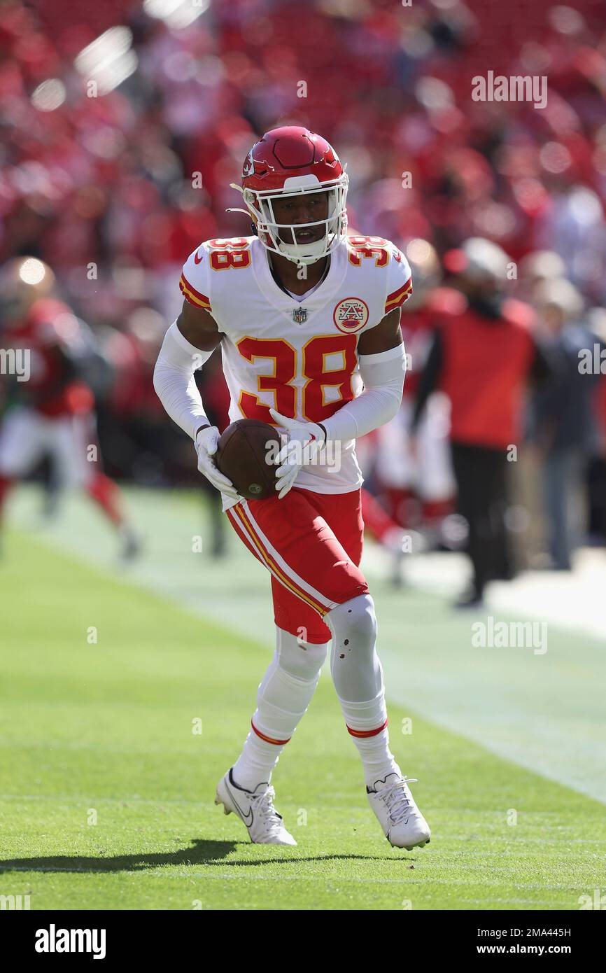 Kansas City Chiefs cornerback L'Jarius Sneed (38) warms up before an ...