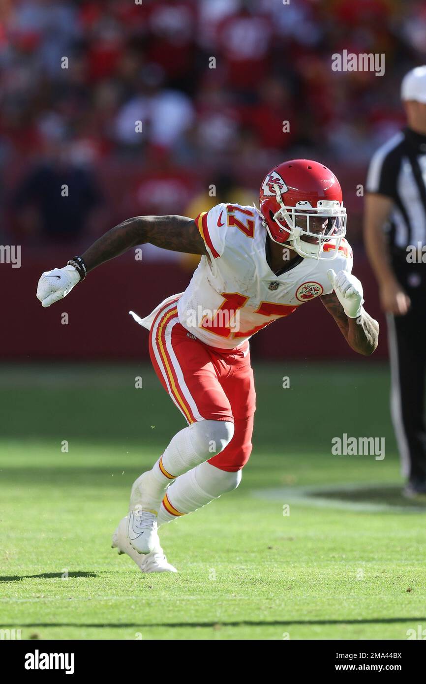 Kansas City Chiefs wide receiver Mecole Hardman (17) runs a route in ...