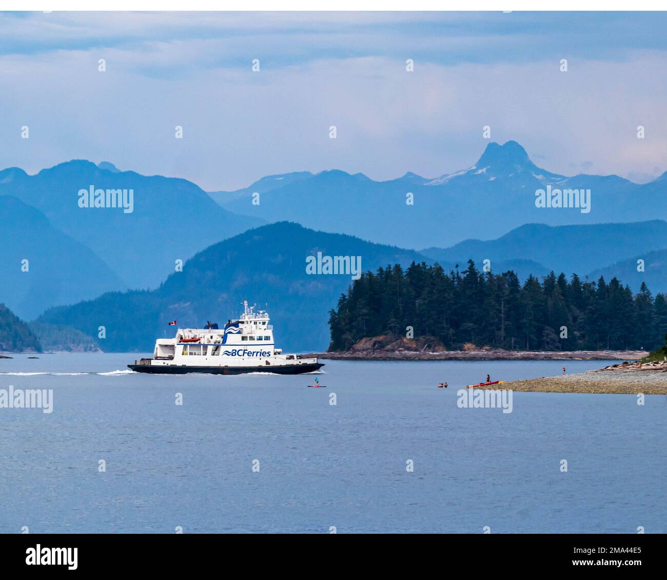Small BC ferry travelling from Quadra Island to Cortes Island.with ...