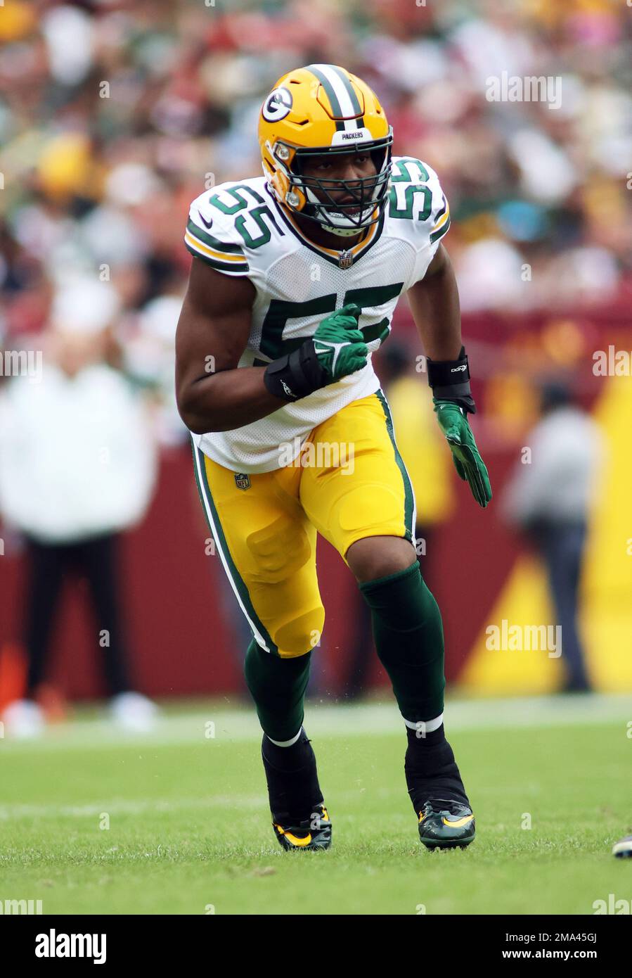 Green Bay Packers linebacker Kingsley Enagbare (55) runs during an NFL football game against the ...