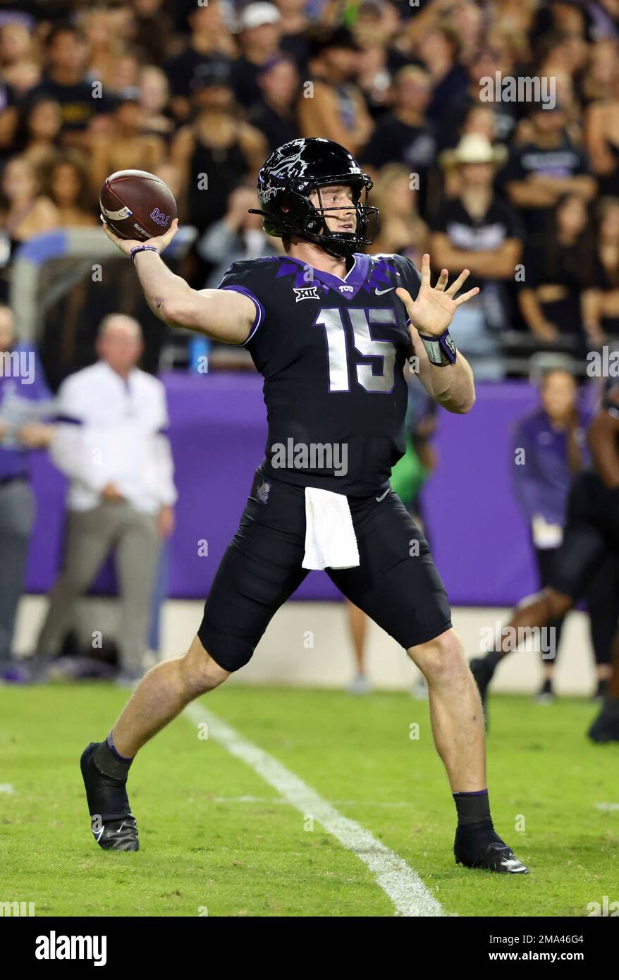 Tcu Quarterback Max Duggan 15 Passes The Ball Against Kansas State