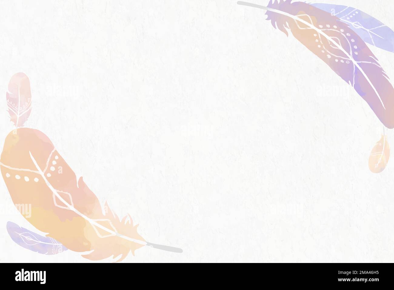 Watercolor feather border vector Boho style Stock Vector Image & Art ...