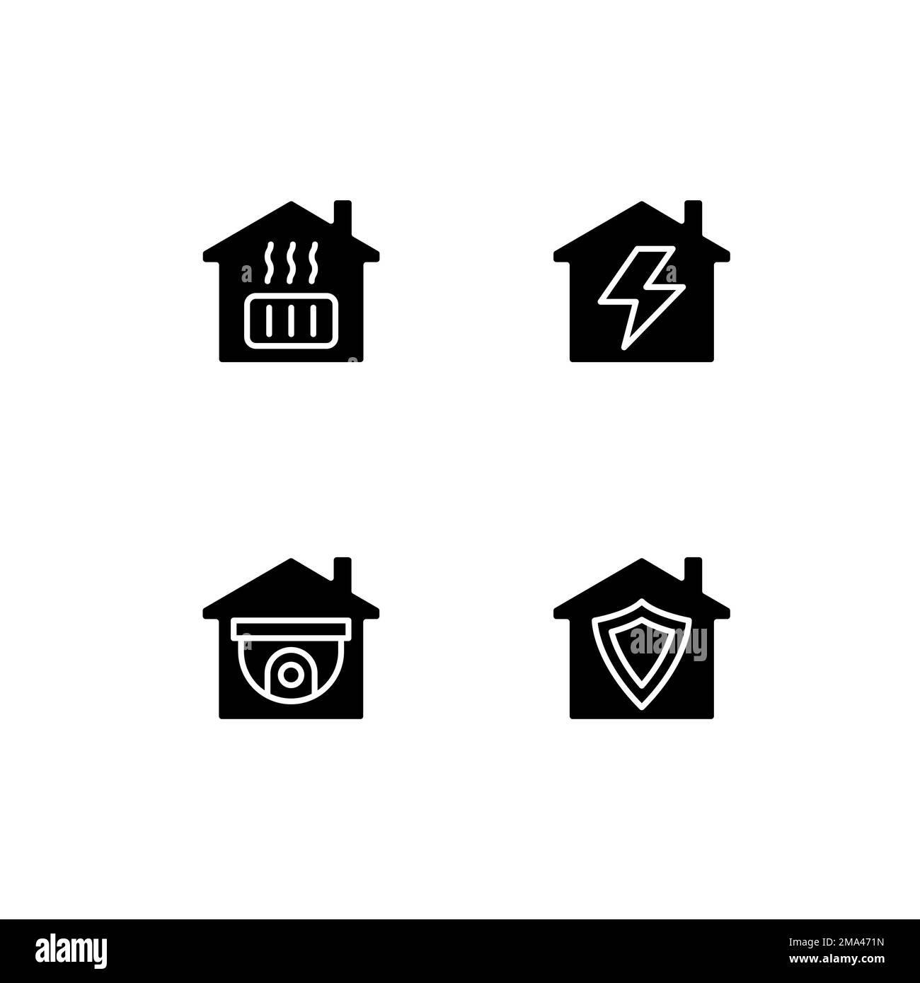 Domestic services black glyph icons set on white space Stock Vector ...