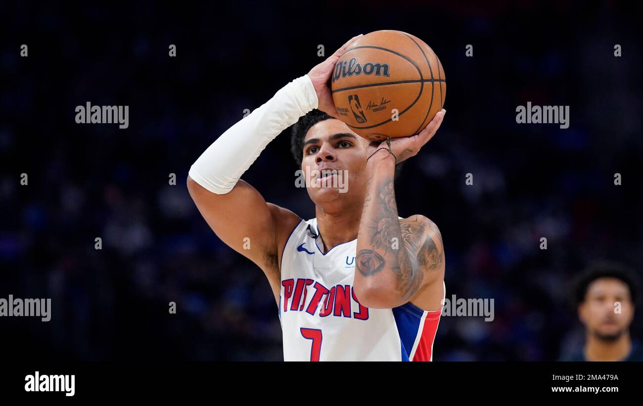 Detroit Pistons guard Killian Hayes plays during the first half of an ...