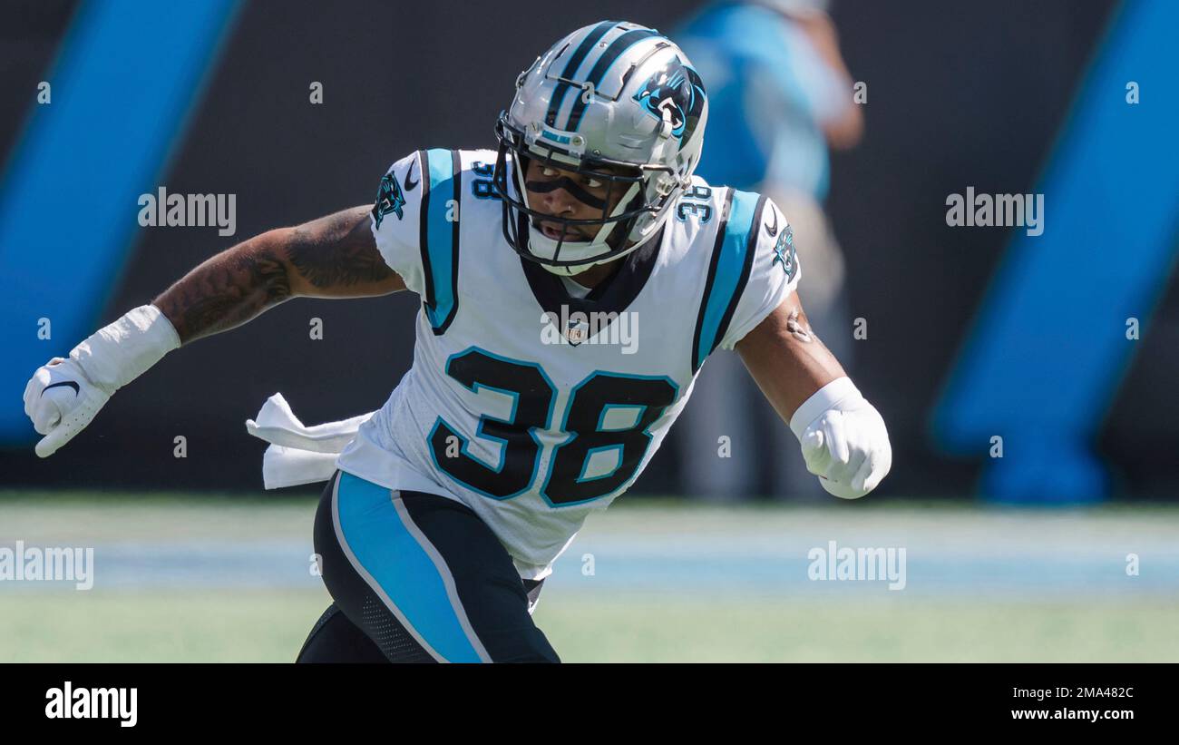 Carolina Panthers cornerback Myles Hartsfield (38) plays against the ...