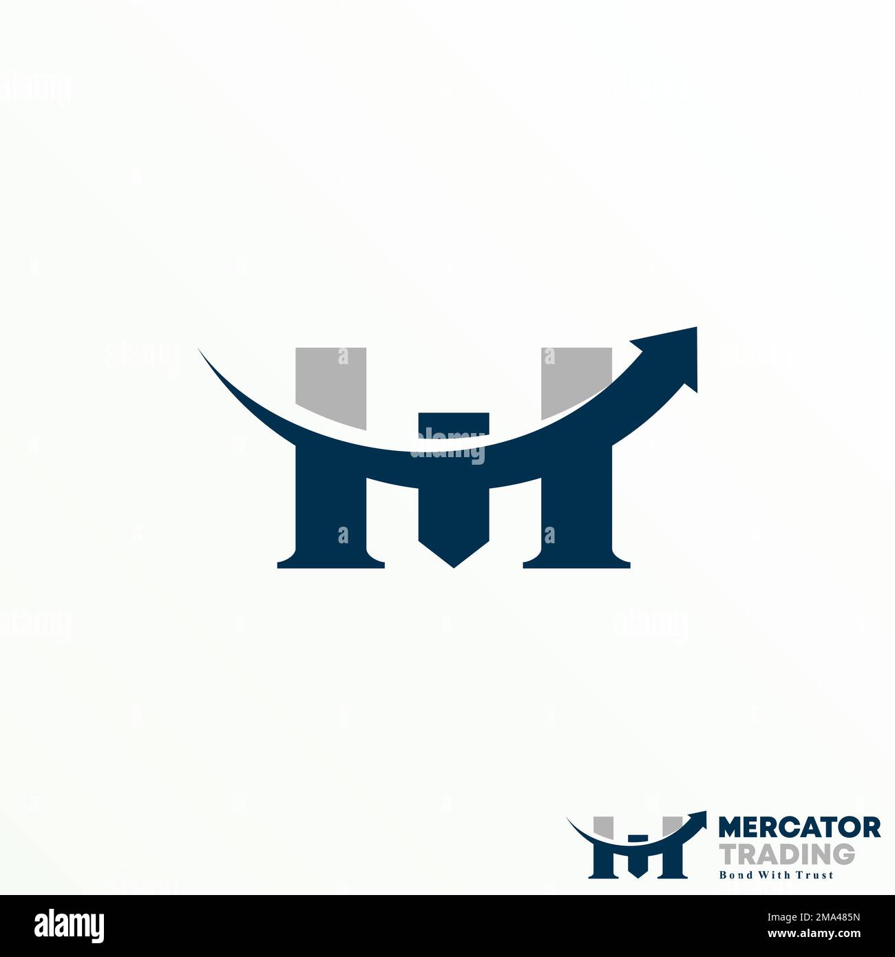 Simple Letter or word M with chart or arrow trade shape graphic icon ...