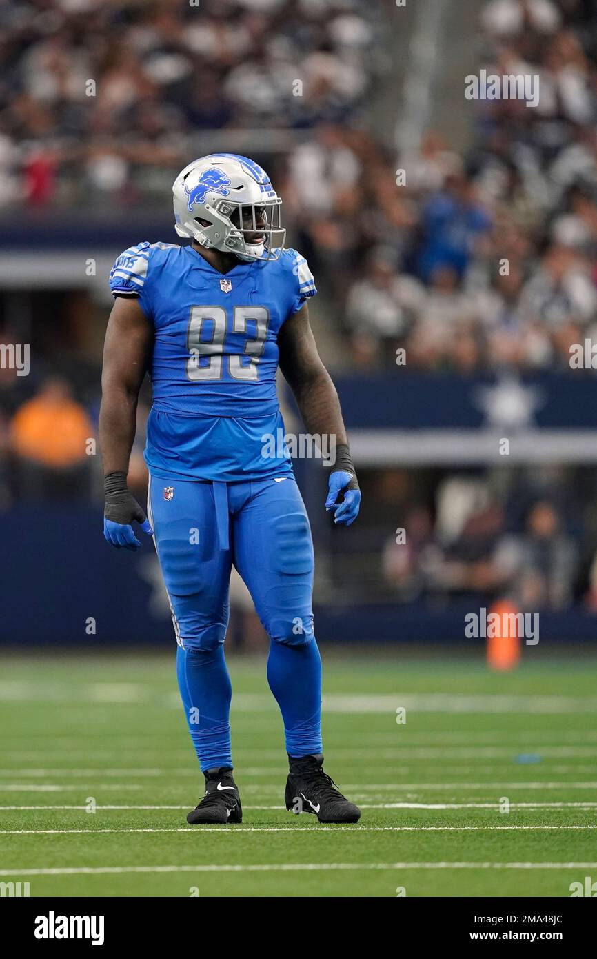 Detroit Lions defensive end Josh Paschal prepares to line up against ...