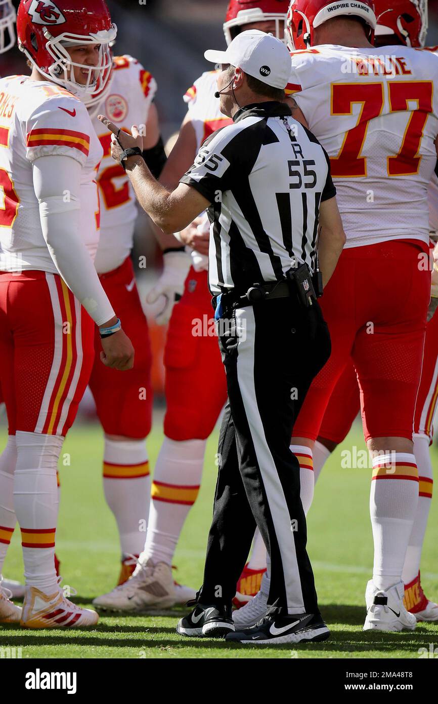 referee Alex Kemp (55) instructs during an NFL football game between ...