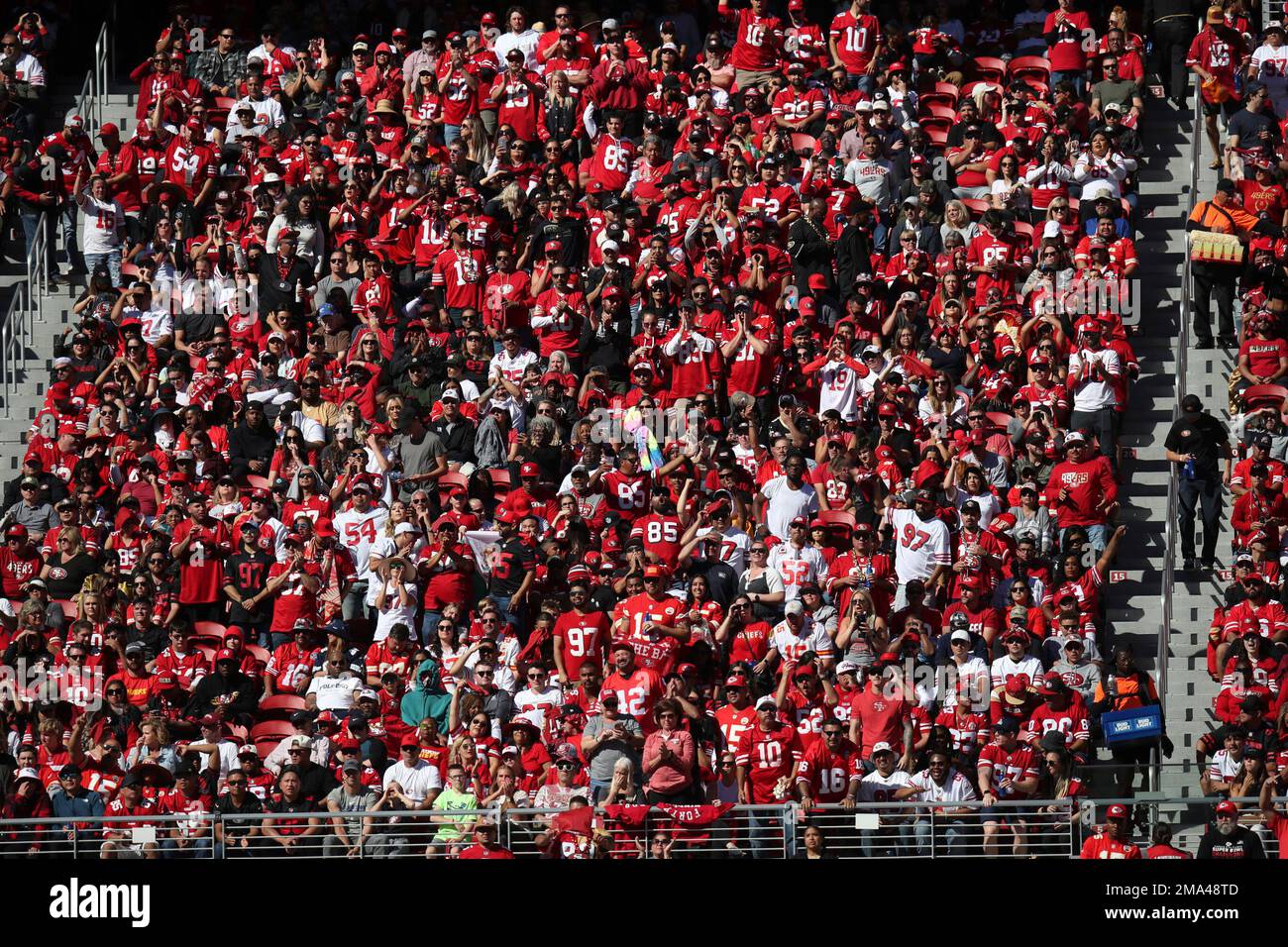 Fans cheer during an NFL football game between the San Francisco 49ers ...